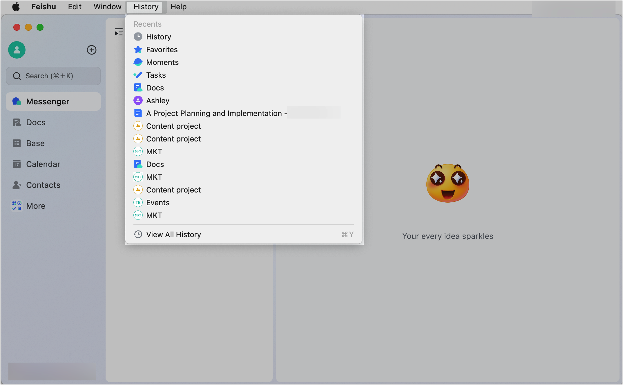 View your history on the desktop app