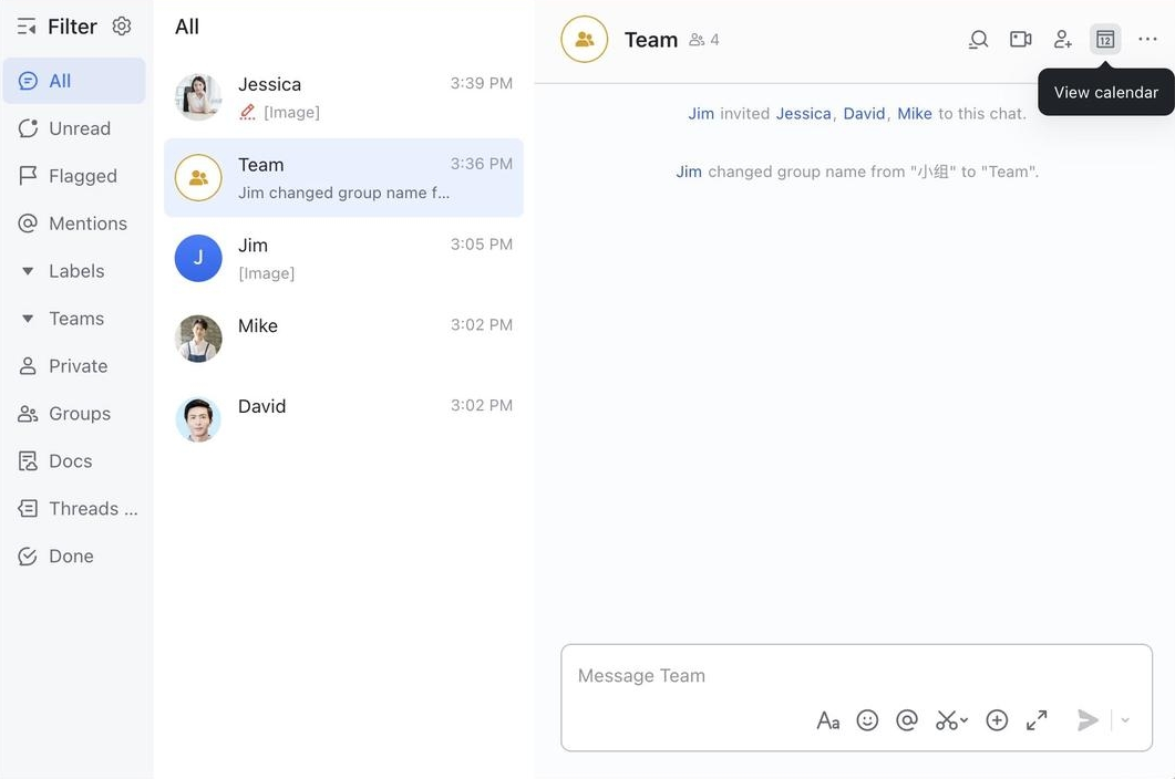 Check availability and share meeting invitations in chats