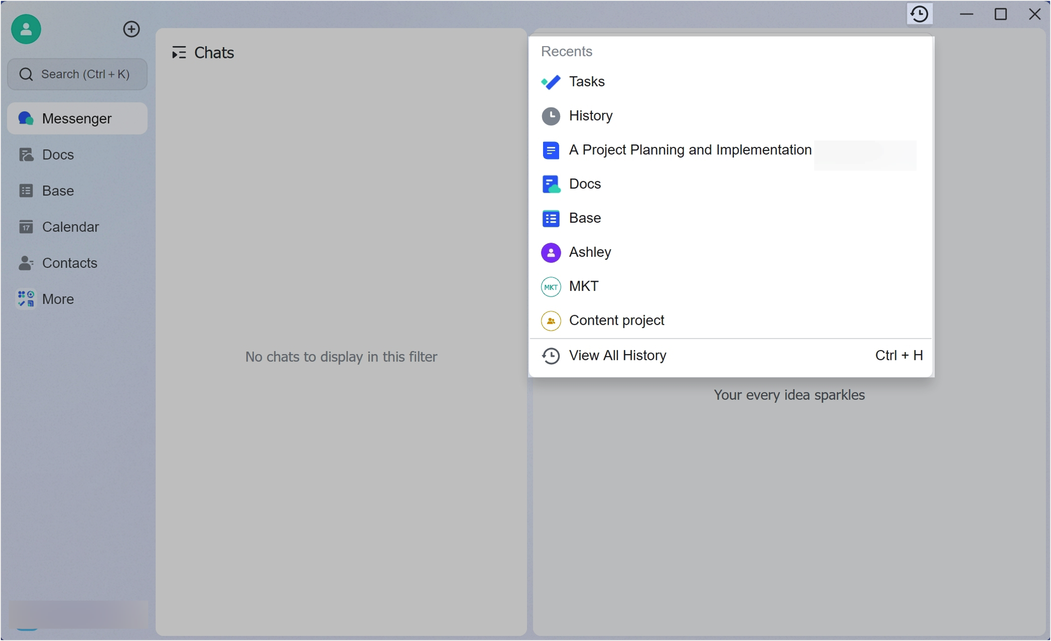 View your history on the desktop app