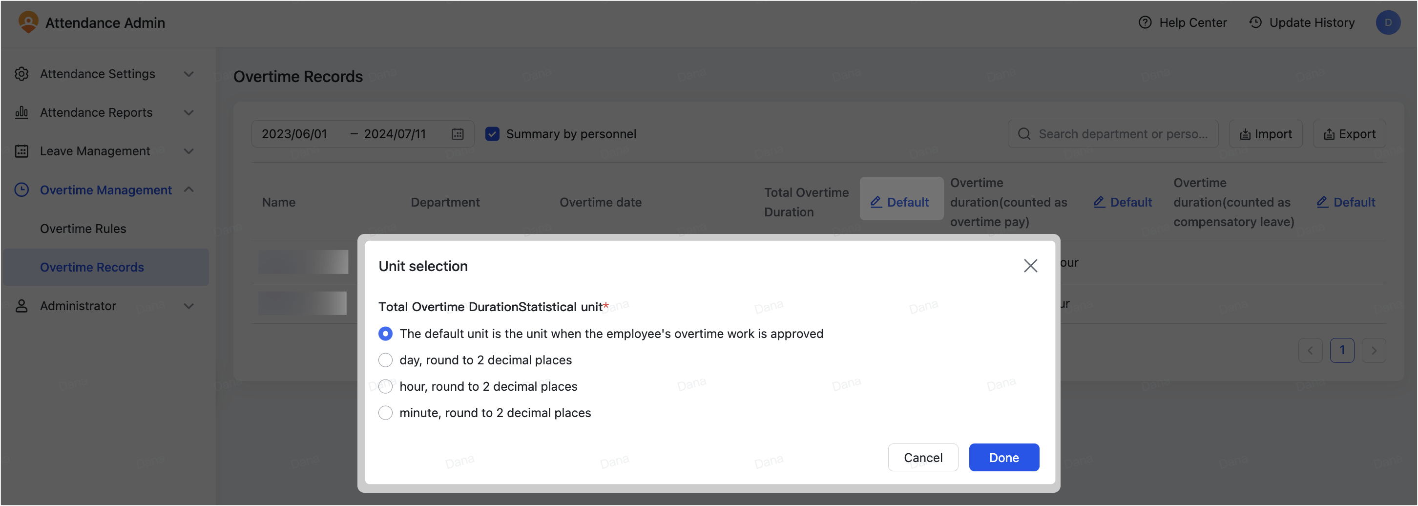 Admin | View member overtime data