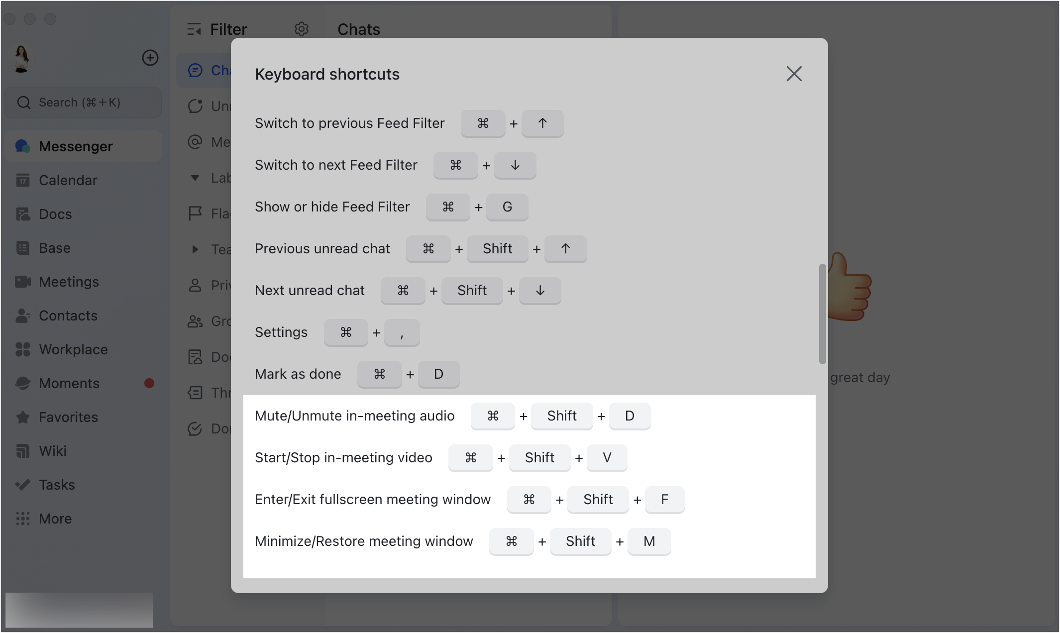 Use shortcuts in meetings