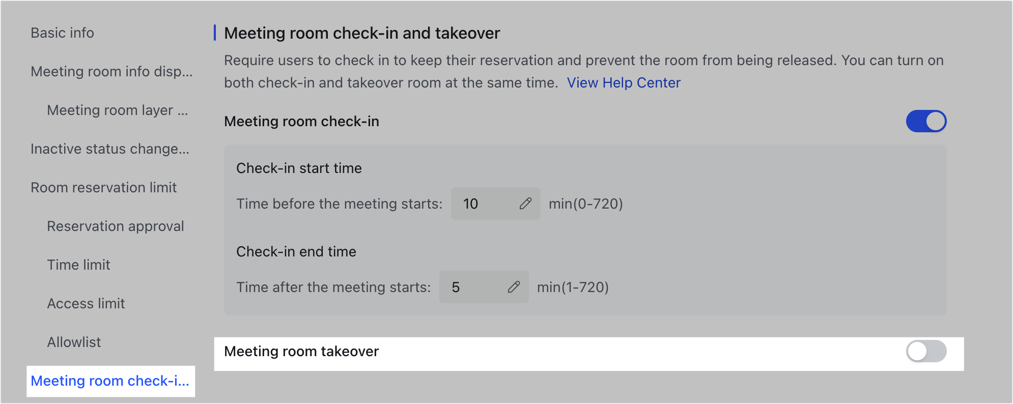 Admin | Configure meeting room takeover