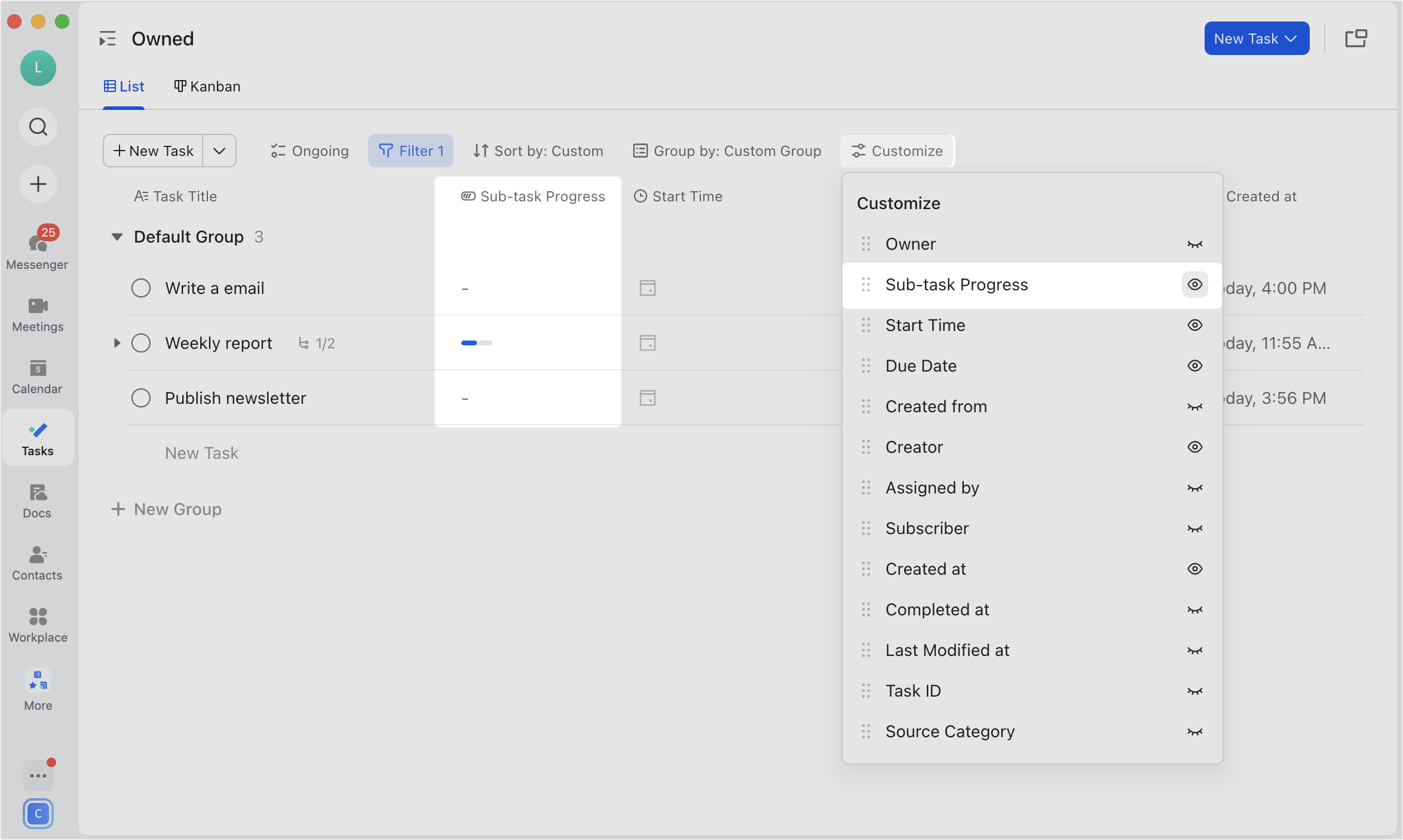 Add and manage sub-tasks