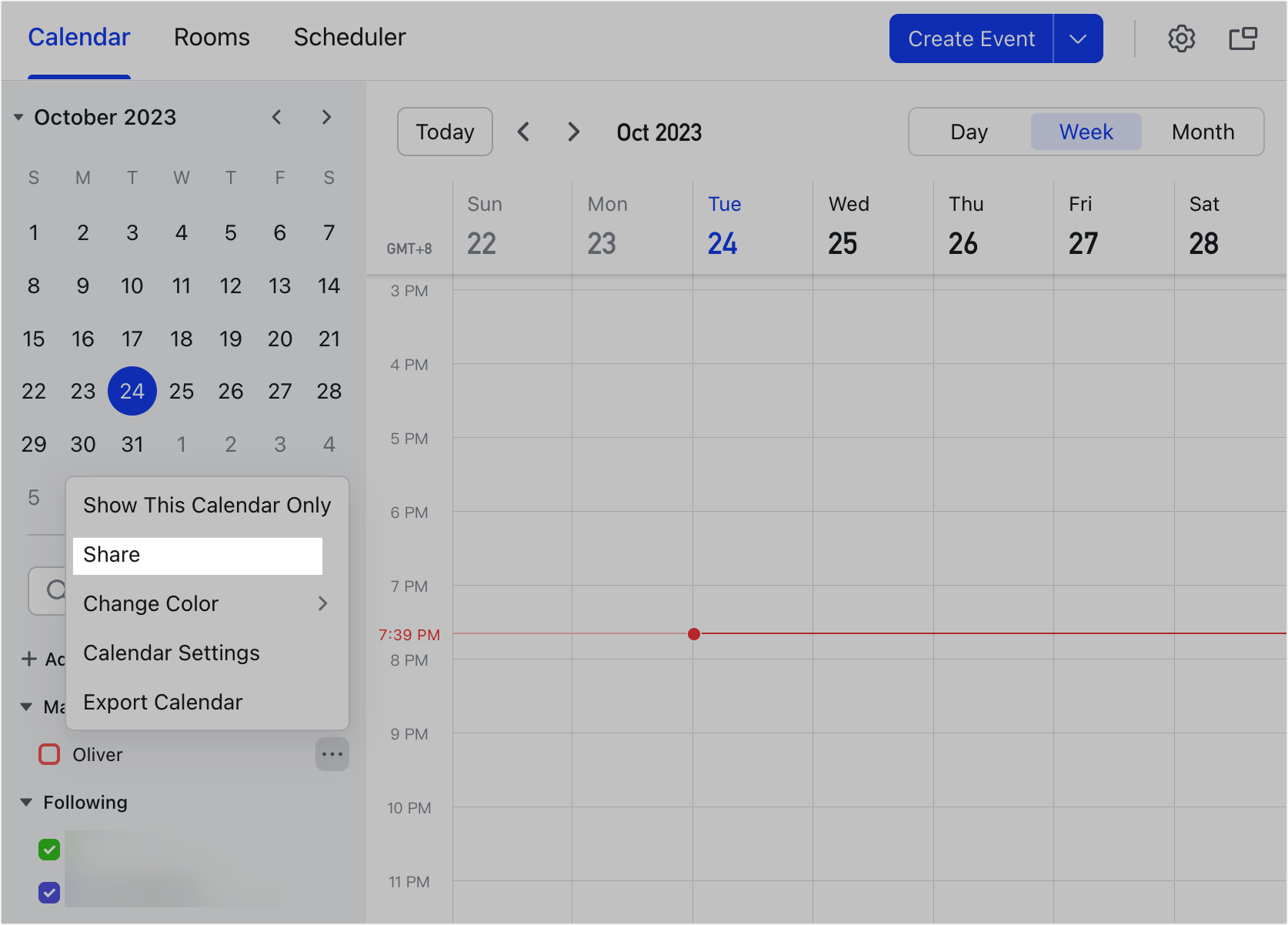 Share calendars with internal and external members