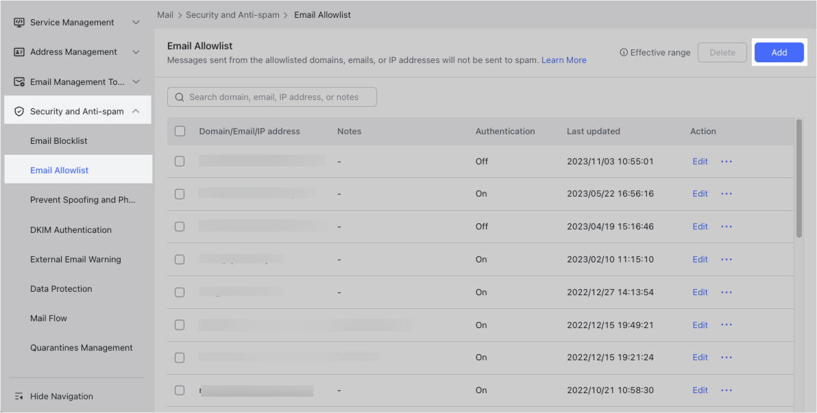 Admin | Create an email allowlist